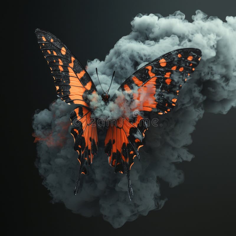 The Transformation and Beauty of a Butterfly Emerging from Smoke. Stock ...