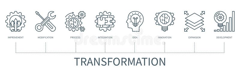 Transformation Vector Infographic In Minimal Outline Style Stock