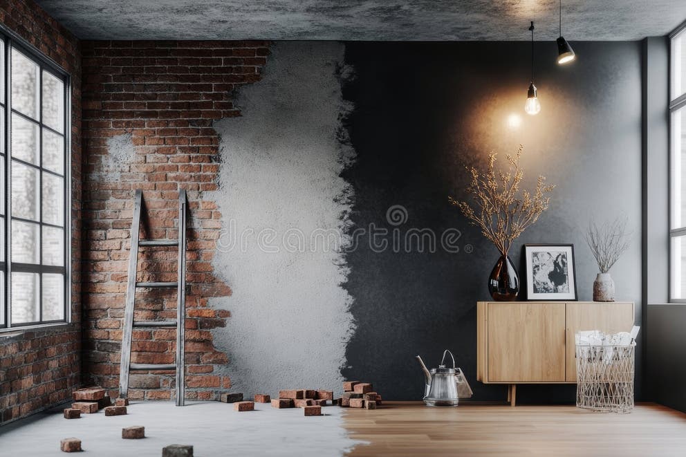 Transformative Interior Renovation Scene from Raw Construction To ...