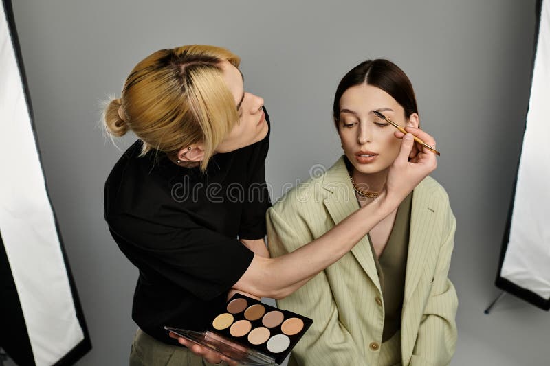Transformative Makeup Session Stock Image - Image of face, applying ...
