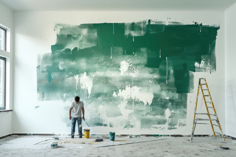 Transformative Wall Painting in the Apartment with Green Color. AI ...