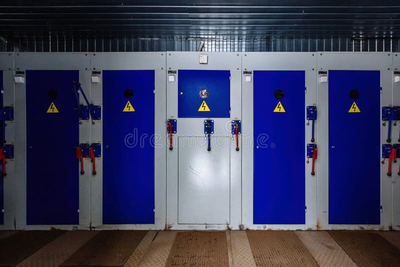 Transformer Box. Locked Metal Doors of Switchgear Cabinets Stock Image ...