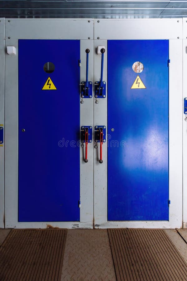 Transformer Box. Locked Metal Doors of Switchgear Cabinets Stock Image ...