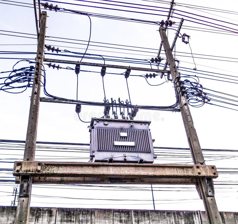 Transformer with Electric Line Stock Image - Image of line, machine ...