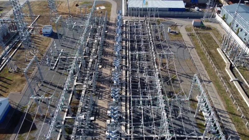Transformer Electrical Power Plant Aerial View Footage Stock Footage ...