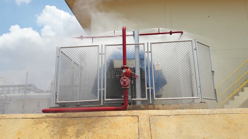 Transformer with Fire Sprinkler Piping, Fire Prtection System Stock ...