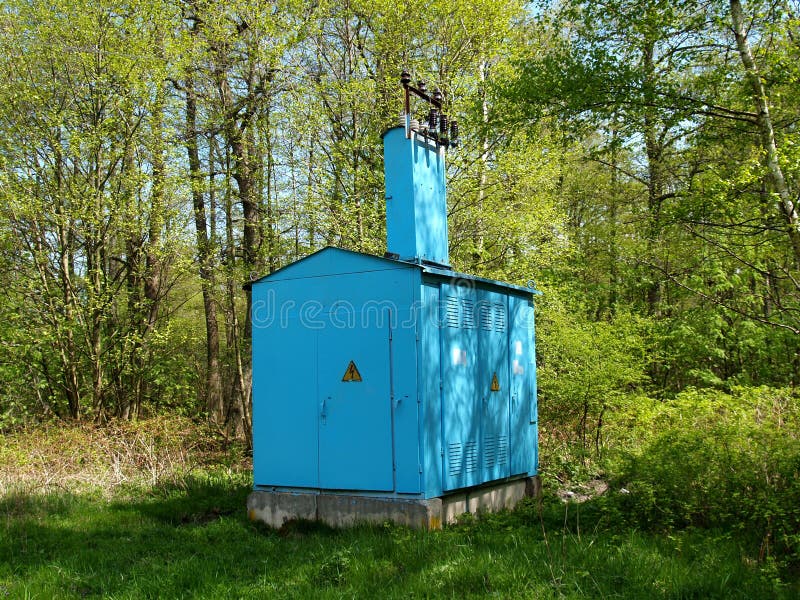 The Transformer Lowering of the Blue Color Stock Image - Image of ...