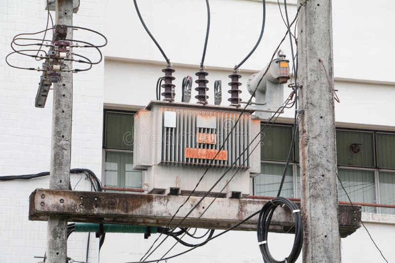 Transformer Old on the Post and Copy Space for Text Stock Photo - Image ...