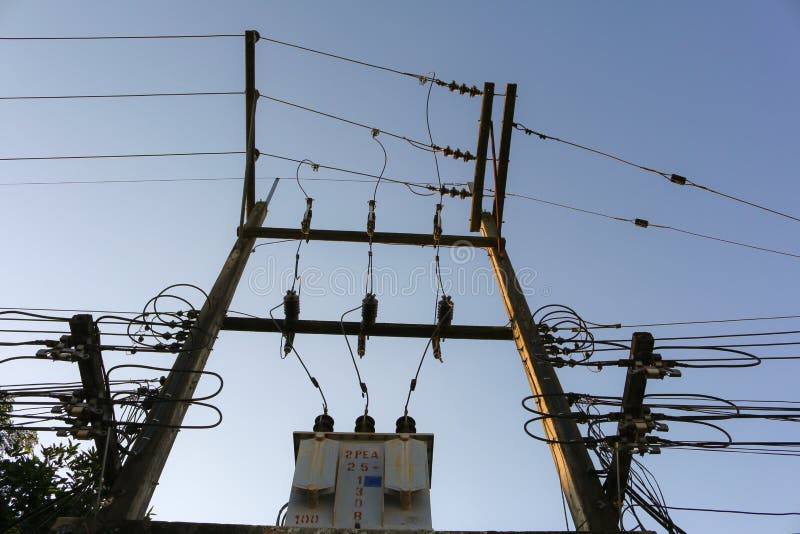 Power Lines And Transformer Stock Image - Image of poles, lines: 7409227