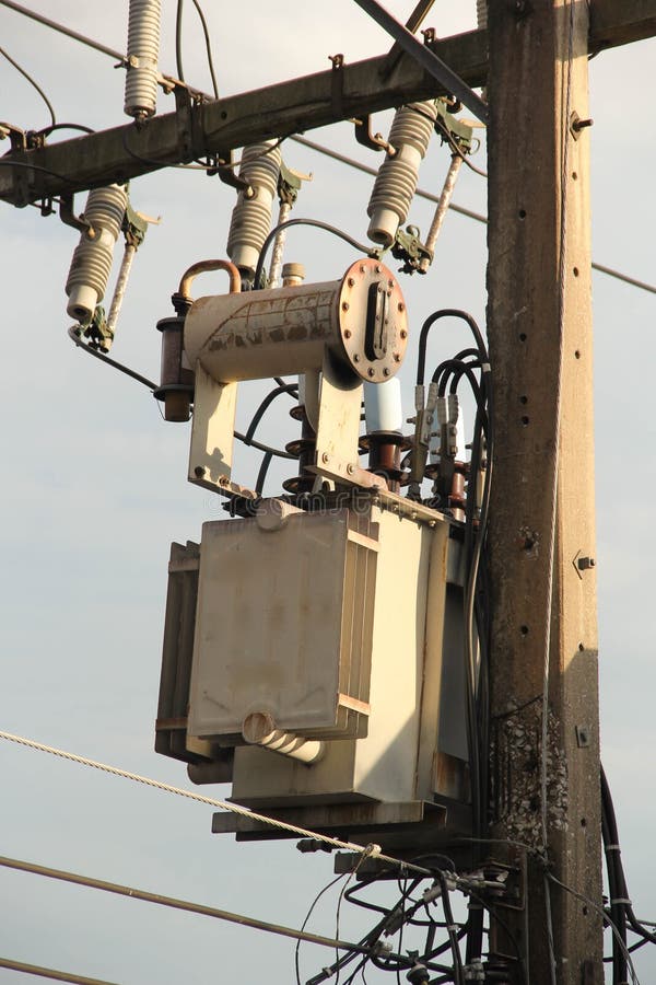 Transformer and Power Lines on Electric Pole Stock Image - Image of ...