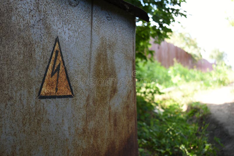 Transformer Station with High-voltage Sign. Stock Photo - Image of ...