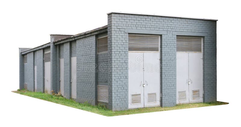 Transformer Substation Made of Bricks and Painted Gray. Isolated Stock ...