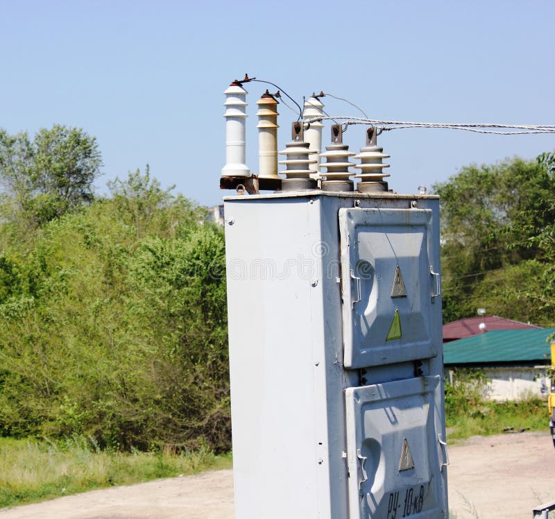 Transformer, Insulators and Part of High-voltage Lines of Electric ...