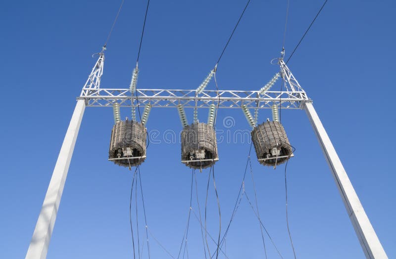Transformers of High Energy Against the Sky Stock Photo - Image of wire ...