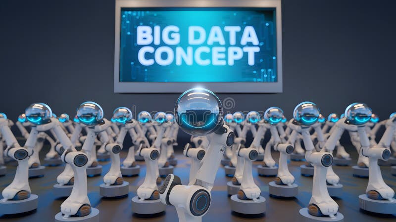 Transforming Big Data with Robotic Arm D-Rendering. Stock Illustration ...