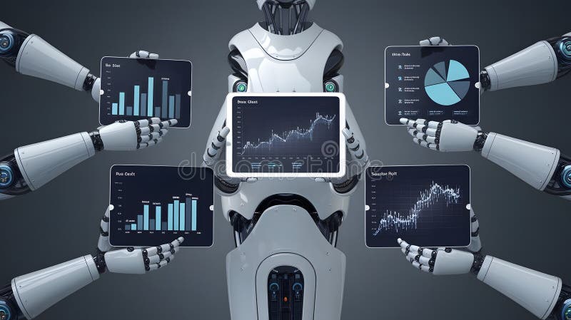 Transforming Big Data with Robotic Arm D-Rendering. Stock Illustration ...