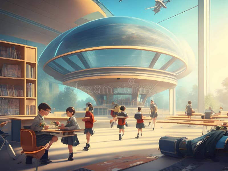 Transforming Education: Explore Our Futuristic School Environment Stock ...