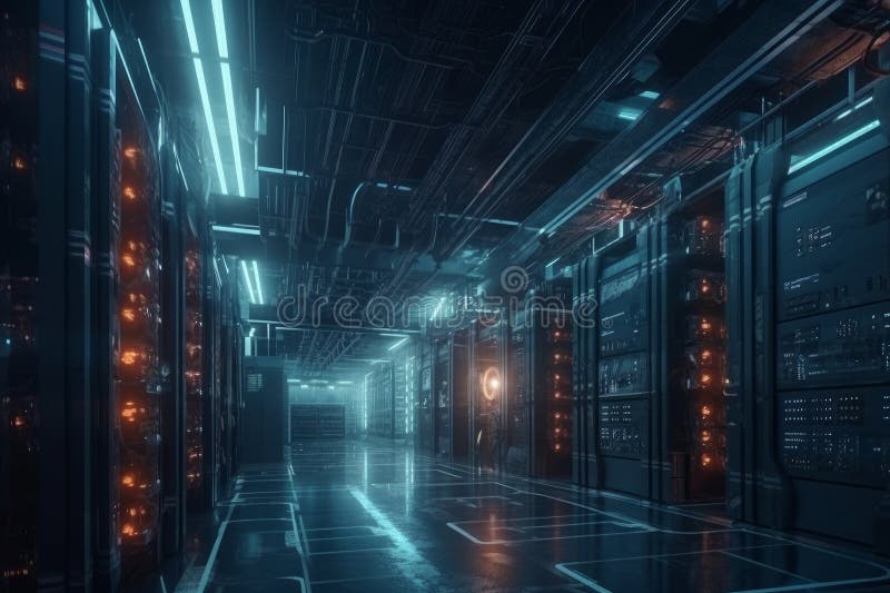 Future of Cloud Storage: Server Farm in Space! Stock Illustration ...
