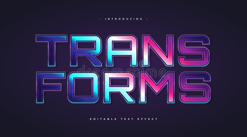 Transforms Text in Colorful Style with Glowing Effect Stock Vector ...