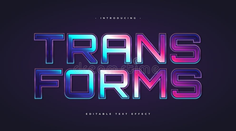 Transforms Text in Colorful Style with Glowing Effect Stock Vector ...