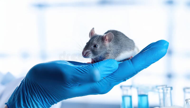 Transgenic Mouse in Laboratory Setting Researchers Hand Holds ...