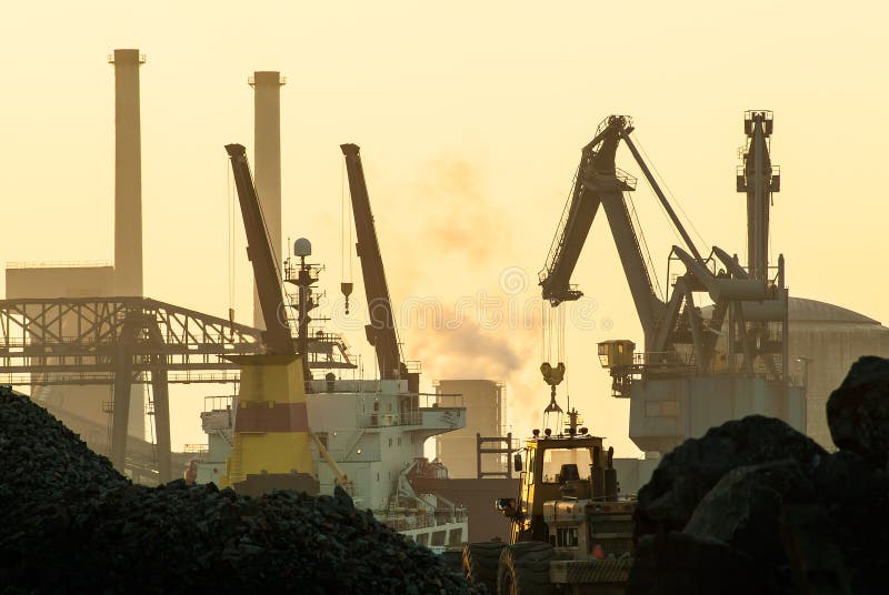 Transhipment of Bulk Goods at a Harbor Stock Image - Image of port ...