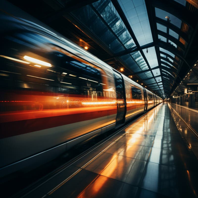 Transient Rush Motion Blur Frames High Speed Trains Passage through ...