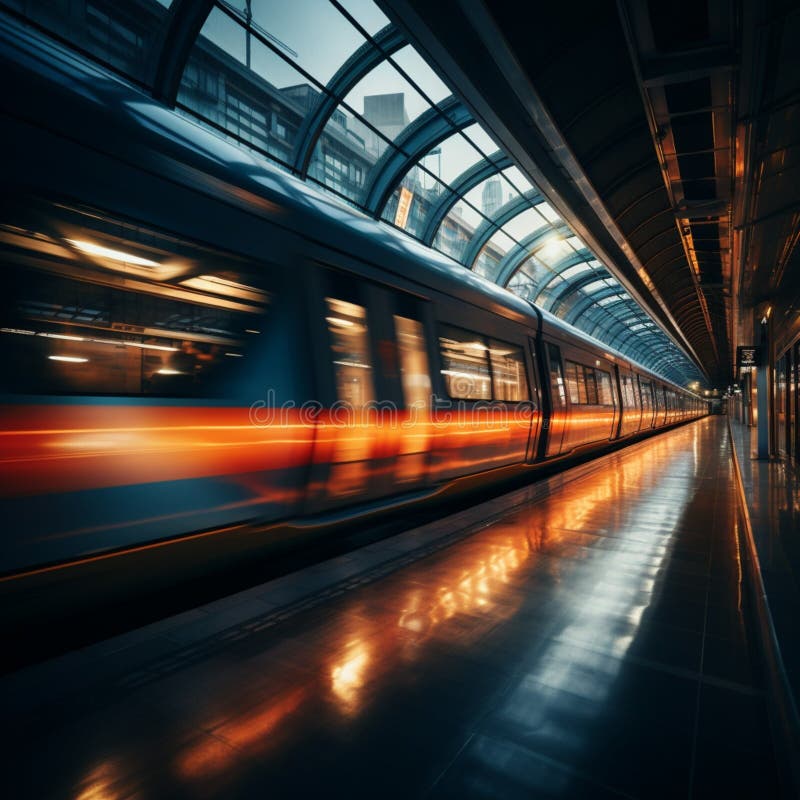 Transient Rush Motion Blur Frames High Speed Trains Passage through ...