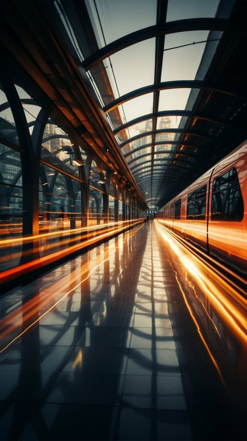 Transient Rush Motion Blur Frames High Speed Trains Passage through ...