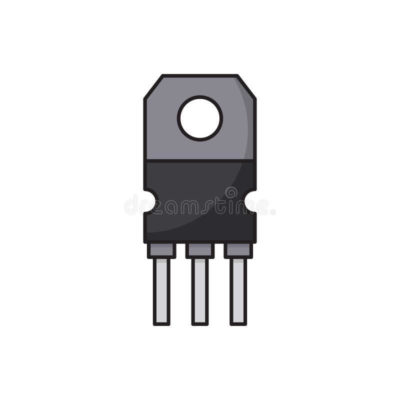 Transistor Chip Vector Icon Symbol Electronic Component Isolated on ...