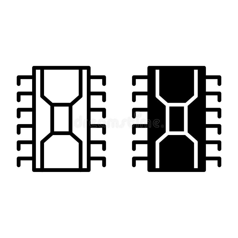 Transistor Line Icon. Chip Vector Illustration Isolated on White Stock ...