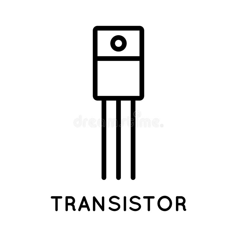 Transistor Line Icon, Electronic Component in Simple Style Isolated on ...