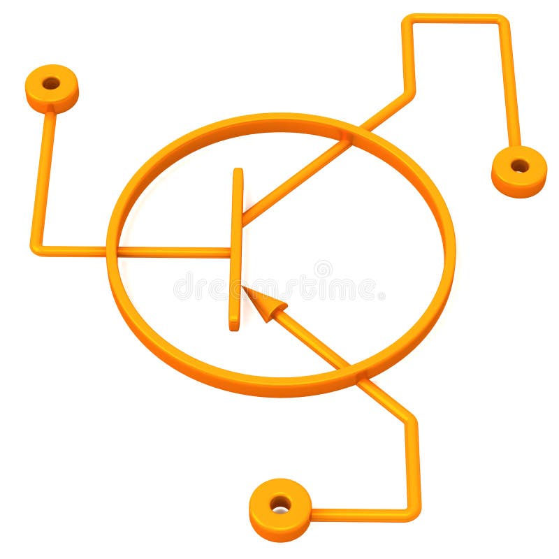 Transistor scheme, 3d stock illustration. Illustration of gold - 31069697