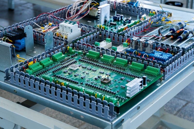 Transformer and Electronic Components Installed on a Printed Circuit ...