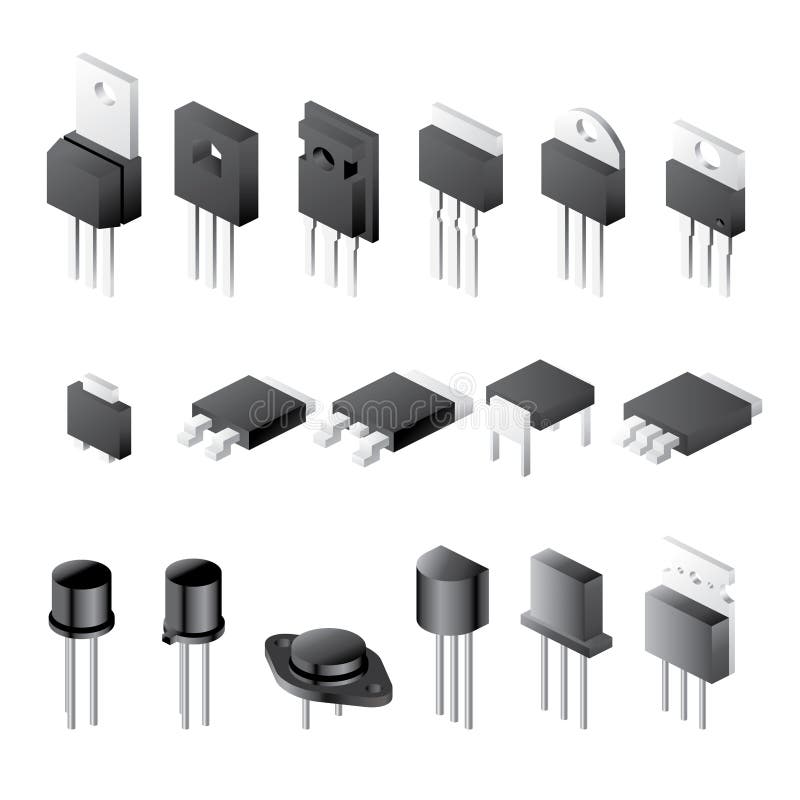 Transistors Set Isolated on White Background. Isometric Power ...