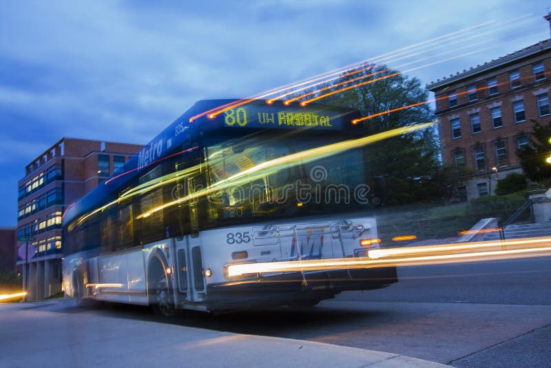 Transit Bus at Night stock photo. Image of transit, movement - 38994504