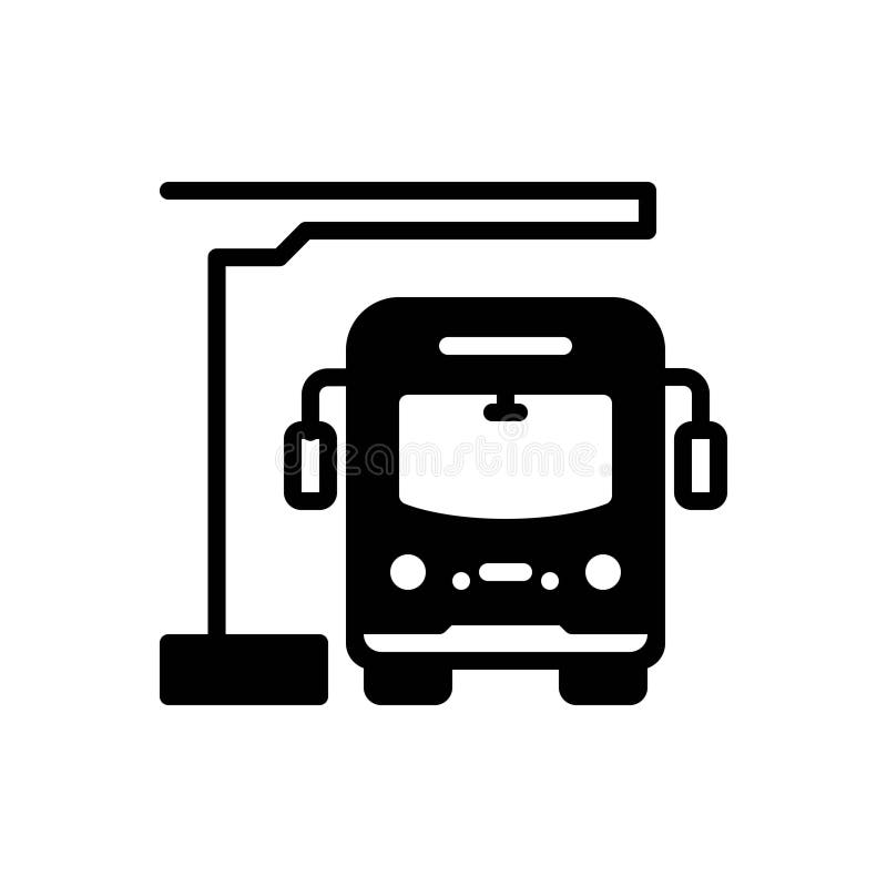 Black Solid Icon for Transit, Bus Stop and Transport Stock Vector - Illustration of moratorium ...