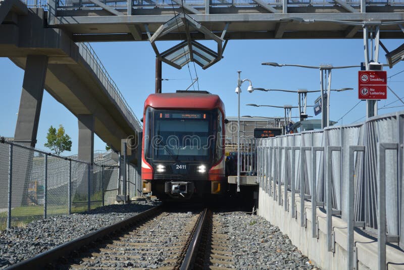 Transit Train Stopped at City Station. Front View Stock Image - Image ...