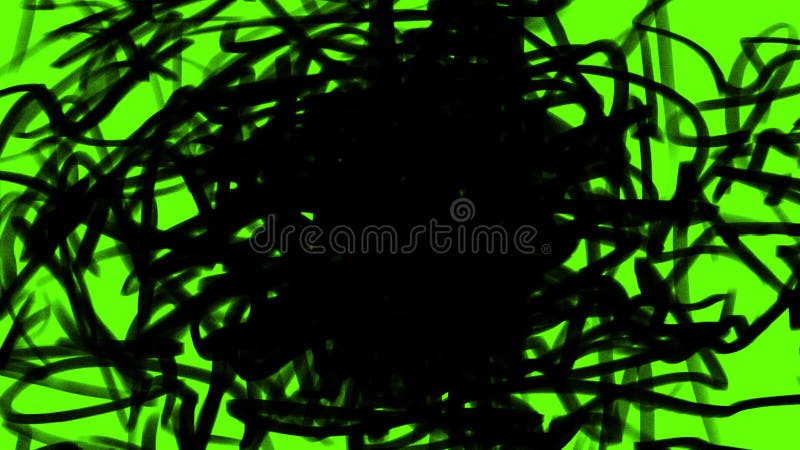 Transition with Black Blobs and Ink Lines on the Green Screen. Stock ...