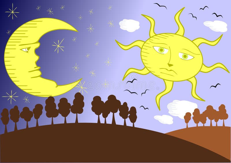 Transition from Day To Night Stock Illustration - Illustration of ...