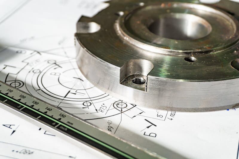 The Transition Flange after Processing Lies on the Technical Drawing ...