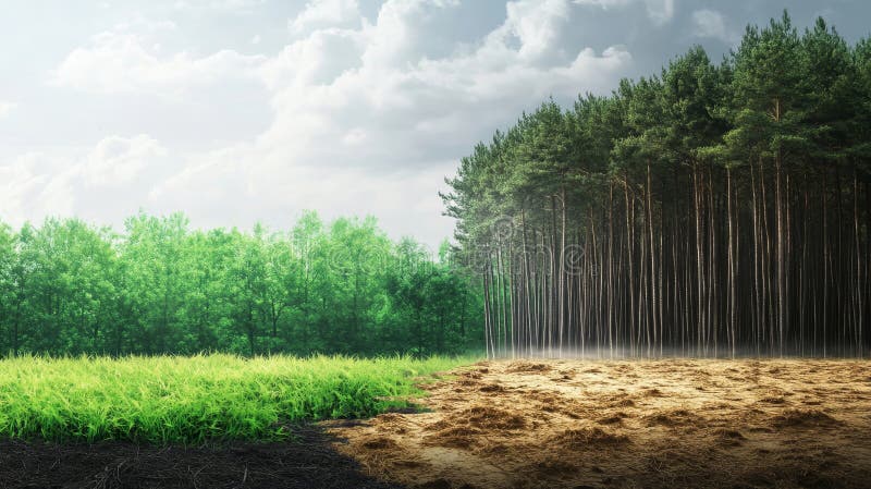 Transition of a Forest from Lush Greenery To Barren Land Due To ...