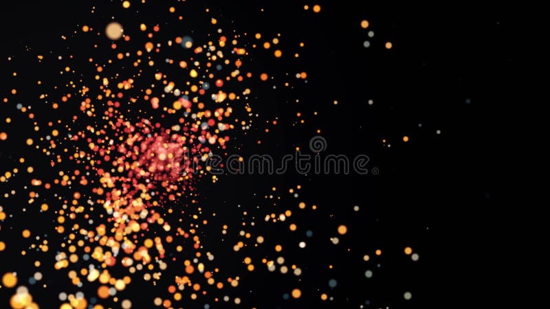Transition of Hot Explosive Particles. Abstract Animation of Flying ...