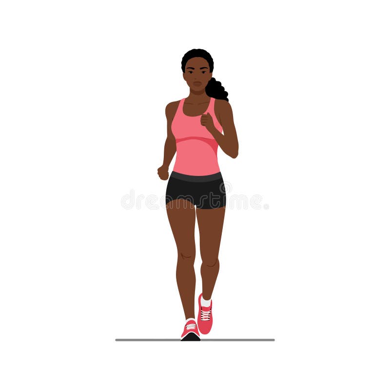 Female Runner in Motion with Flat Design Style Vector Art Stock Vector ...