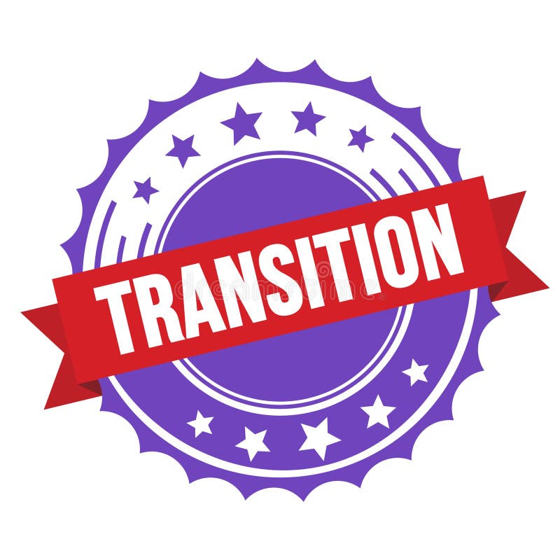 TRANSITION Text on Red Violet Ribbon Stamp Stock Illustration ...