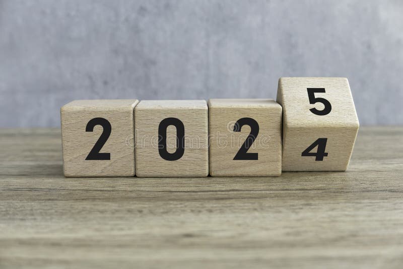 Transition from 2024 To 2025 Represented by Wooden Blocks with Numbers ...