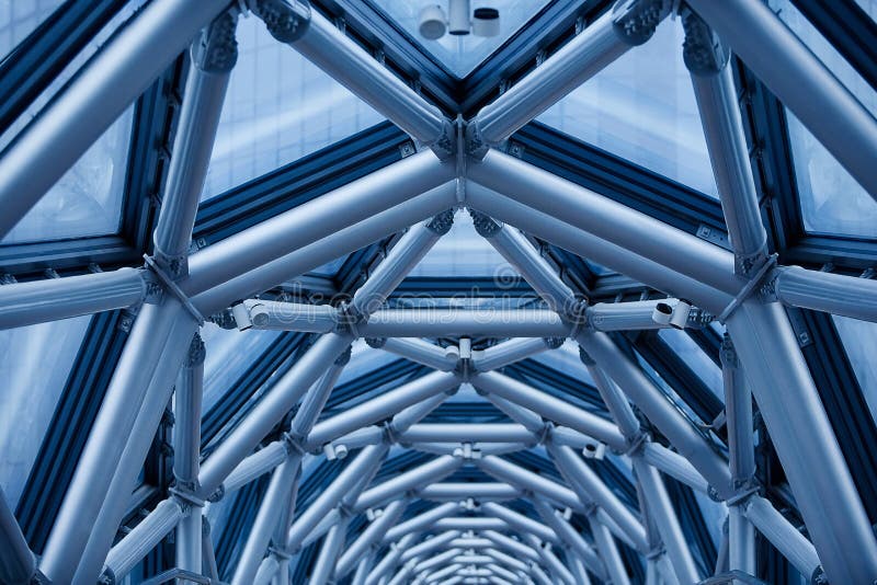 The Transition between the Two Buildings of Metal Pipes Stock Photo ...