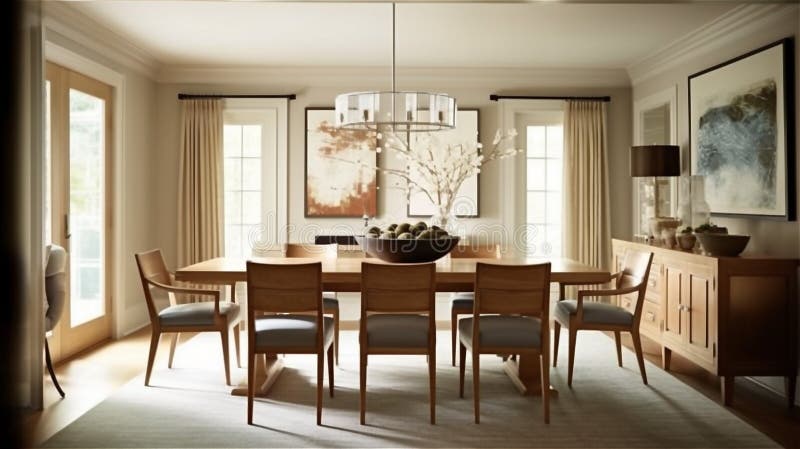 Generative AI, Transitional Dining Room: Classic Meets Contemporary ...