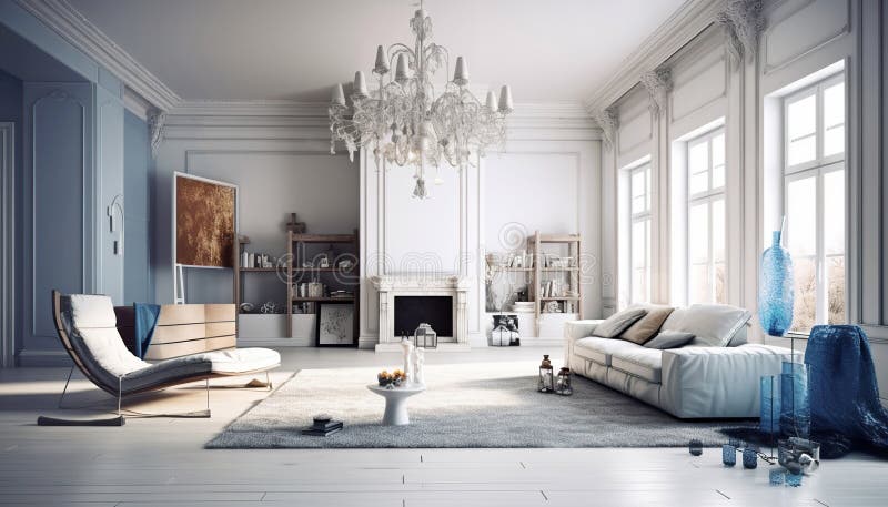 Transitional Interior Design of Modern Living Room with Fireplace ...