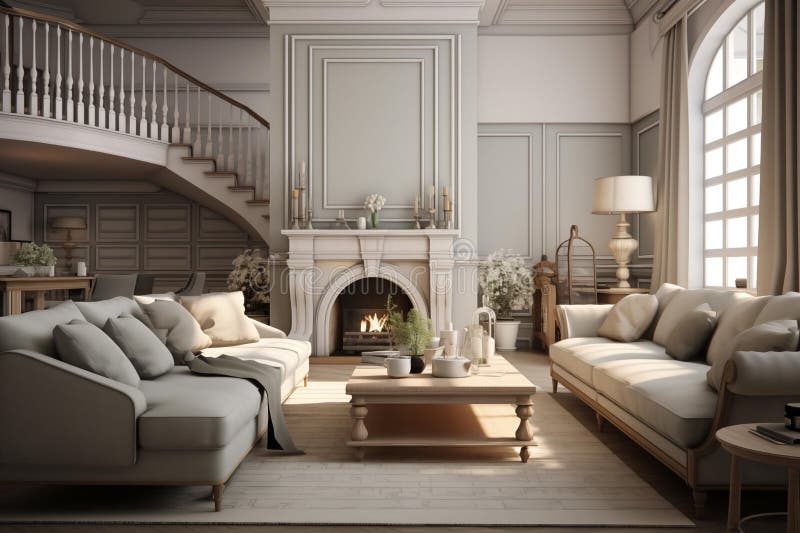 Transitional Interior Design Style. by Generative Ai Stock Illustration ...